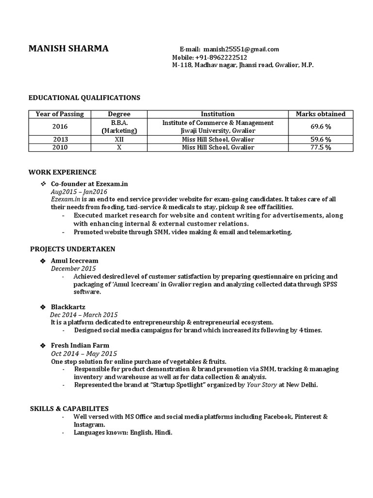 Resume - Manish Sharma Without Dca | PDF