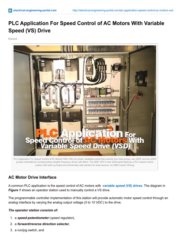 PLC Speed Control of AC Motors With VSD | PDF | Programmable Logic ...