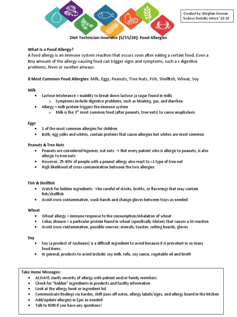Inservice Handout | PDF | Food Allergy | Food Intolerance
