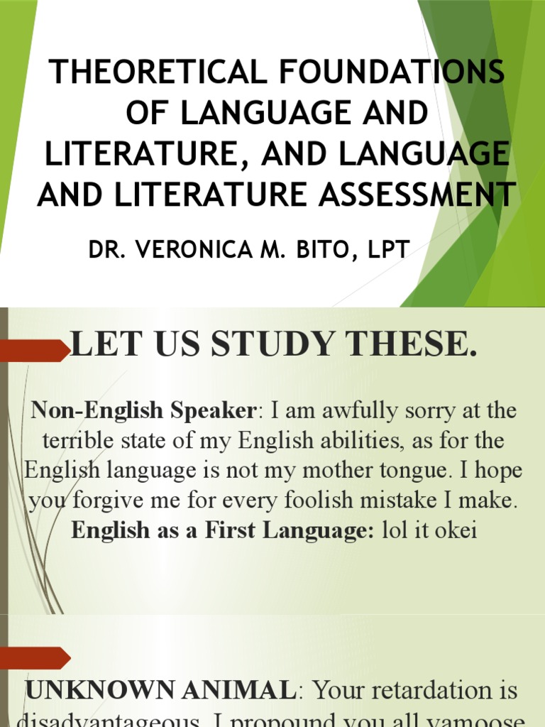 Theoretical Foundations of Language and Literature, and Language and ...