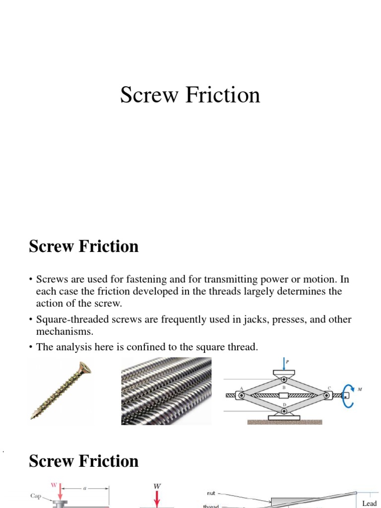 Screw Friction PDF | PDF | Screw | Equipment