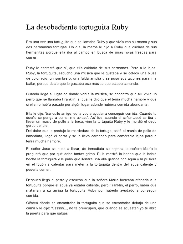 La Desobediente Tortuguita Ruby | PDF