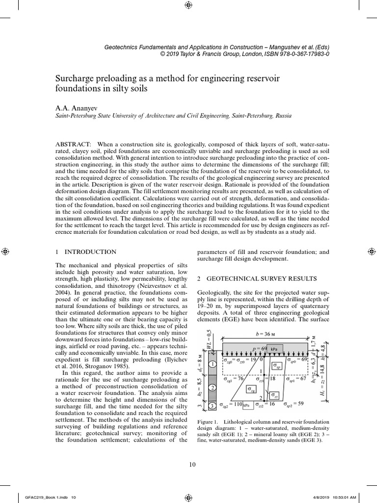 Surcharge Preloading As A Method For Engineering Reservoir Foundations ...