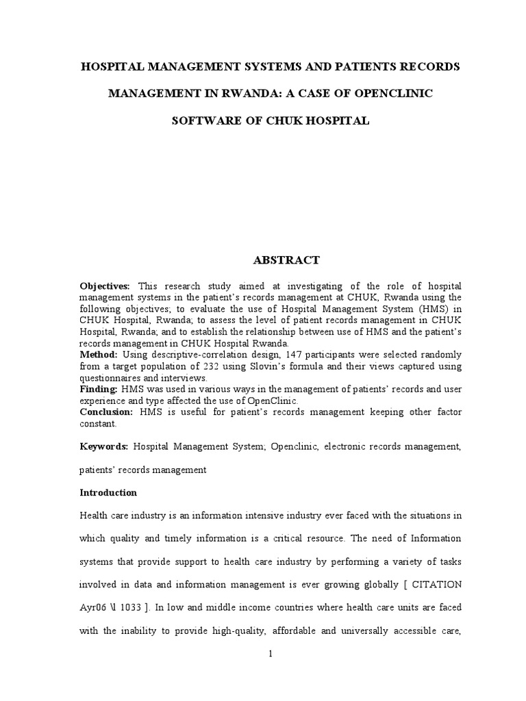 HOSPITAL MANAGEMENT SYSTEMS AND Patients Records Management | PDF ...