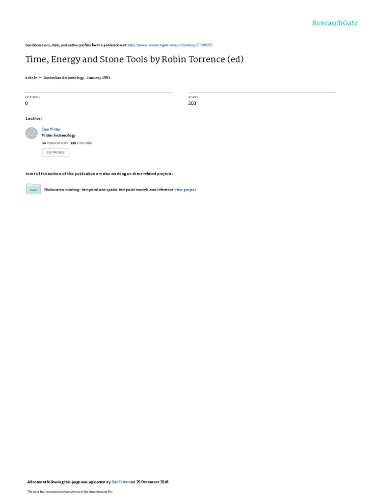 Time Energy and Stone Tools by Robin Torrence Ed PDF | PDF | Axe ...