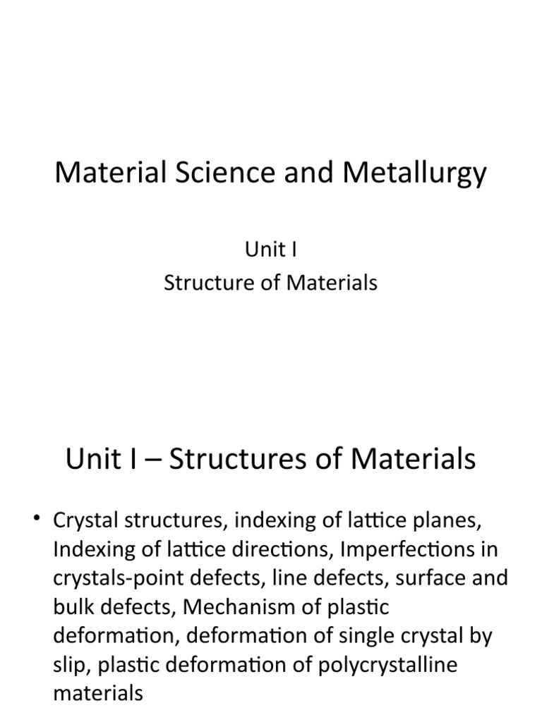 Material Science and Metallurgy: Unit I Structure of Materials | PDF ...
