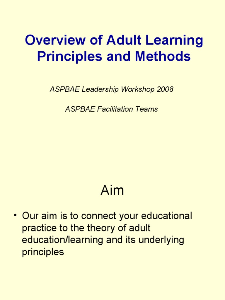 Overview of Adult Learning Principles & Methods | Download Free PDF ...