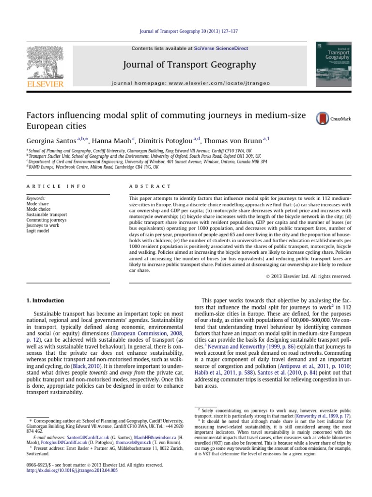 Journal of Transport Geography: Georgina Santos, Hanna Maoh, Dimitris ...