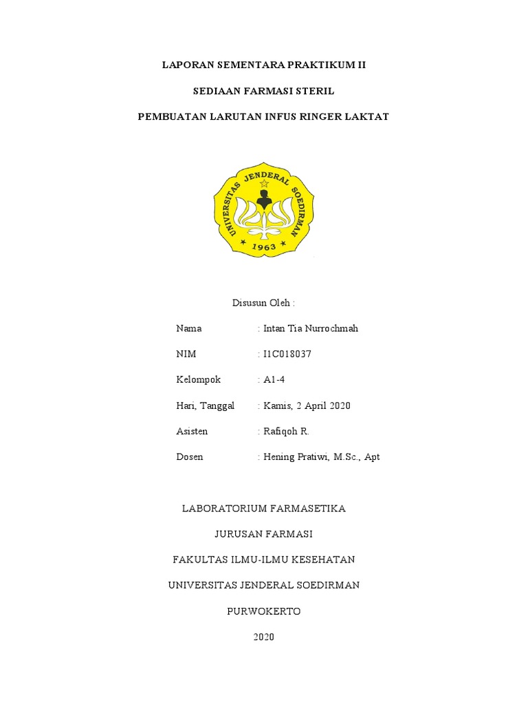 Pembuatan Larutan Infus Ringer Laktat | PDF