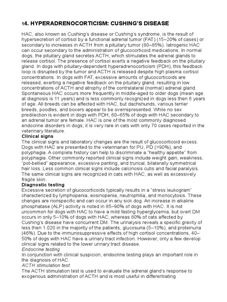 Hyperadrenocorticism: Cushing'S Disease: Clinical Signs | PDF | Glands ...
