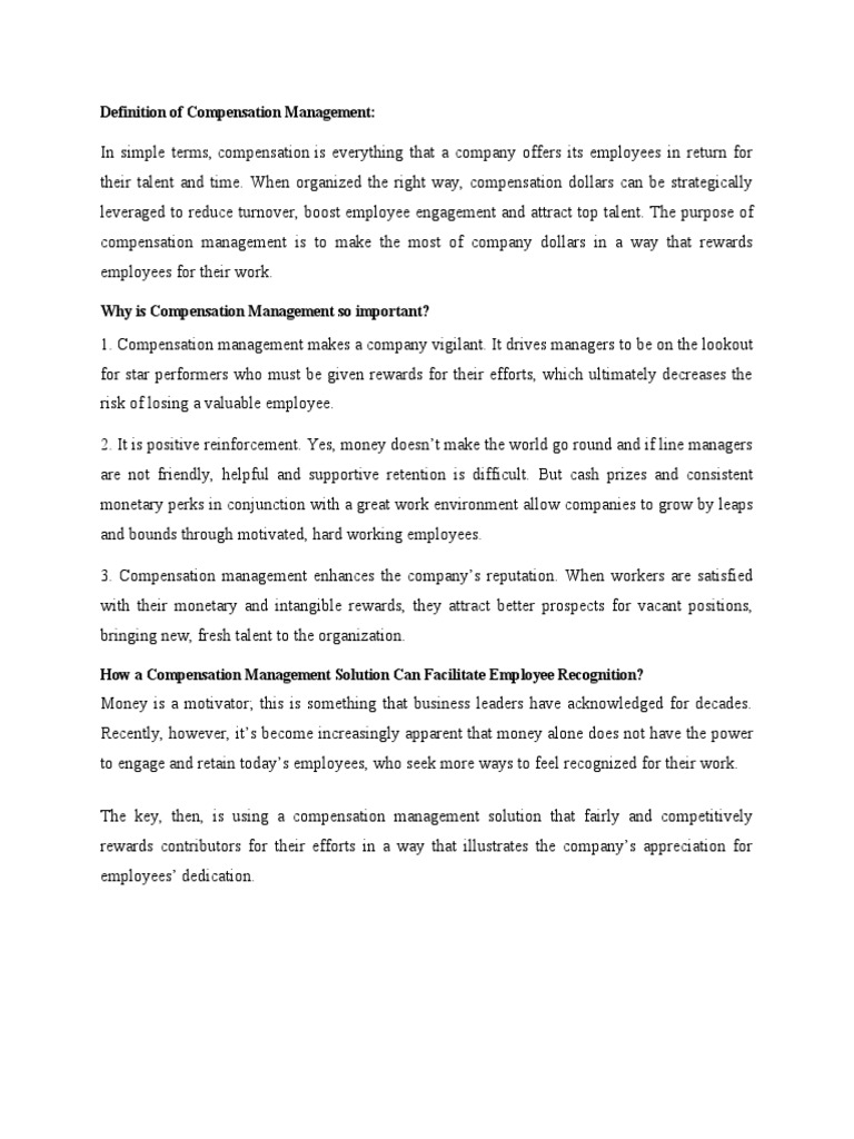 Compensation Management | PDF | Labour Economics | Employment