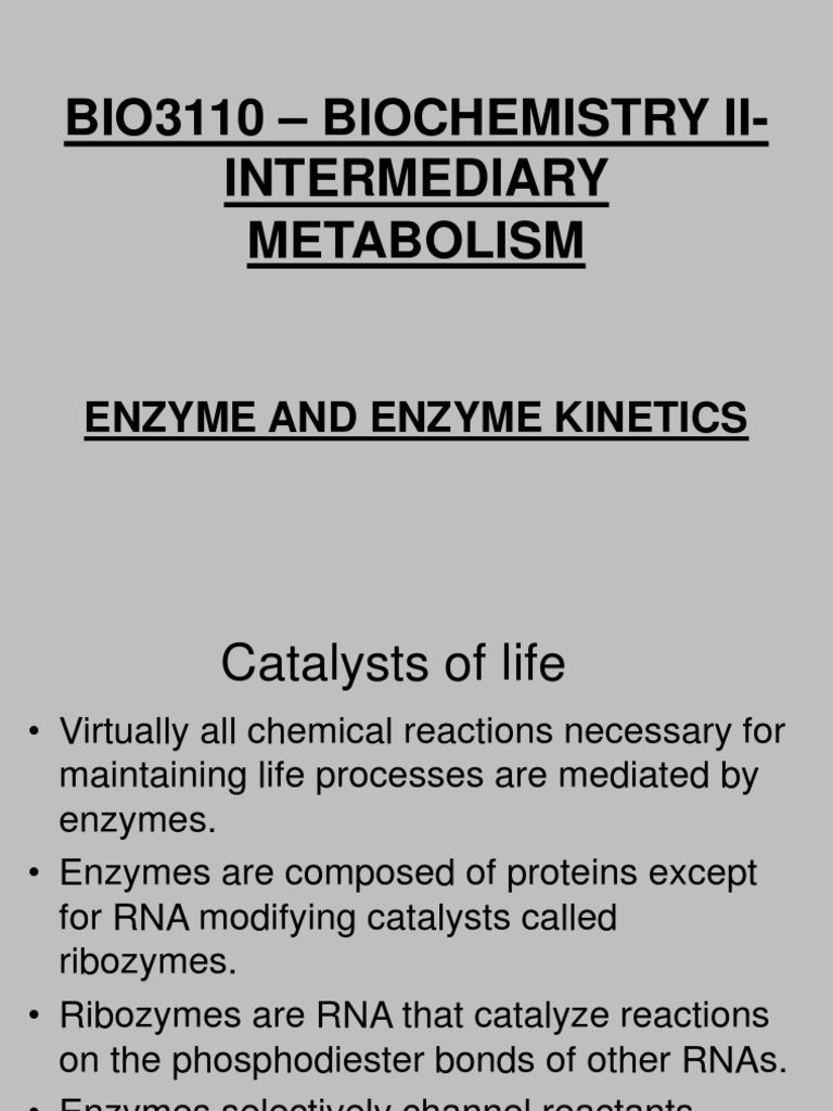 Enzyme Function and Kinetics in Biochemistry | PDF | Cofactor ...