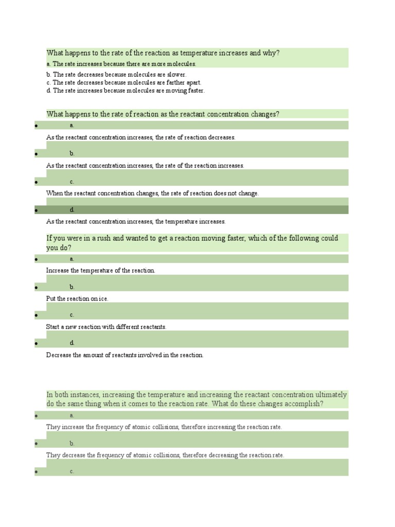 Quizzes | PDF | Reaction Rate | Chemical Reactions