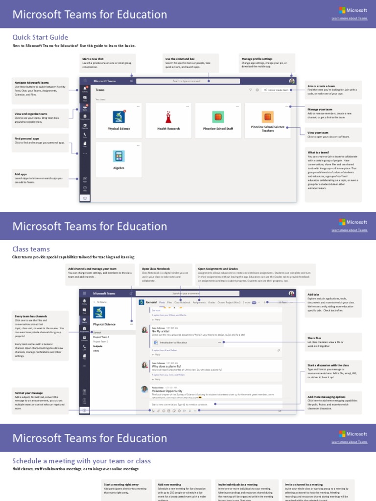 Microsoft Teams For Education: Quick Start Guide | PDF | Web ...