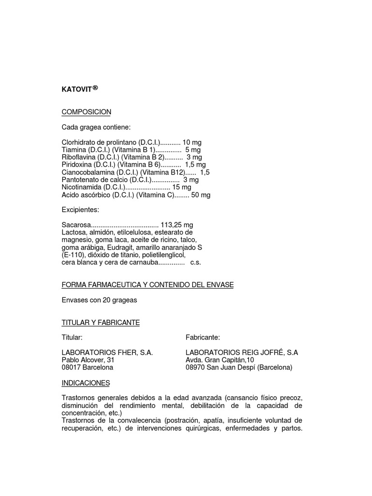 f37432 Katovit | PDF | Medicina CLINICA | Drogas