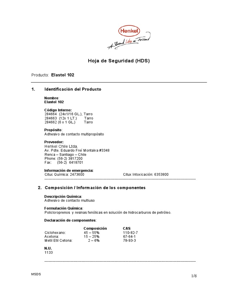 H.D.S Elastol 102 | PDF | Solvente | Agua