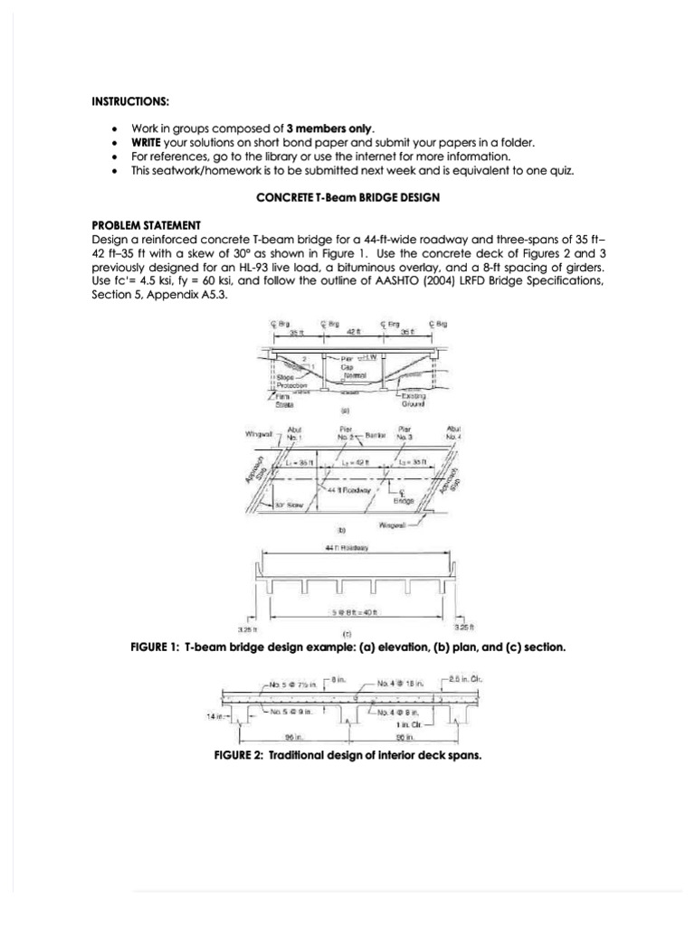 (PDF) Concrete T-Beam Bridge Design - Compress | PDF | Beam (Structure ...