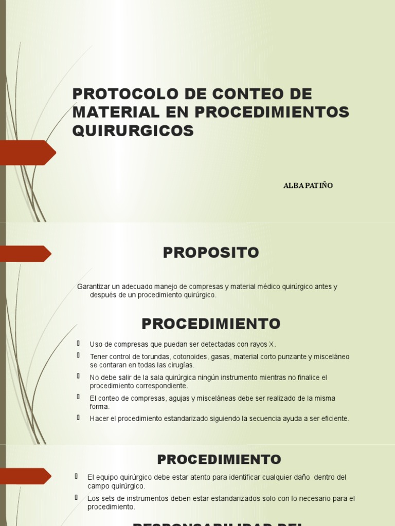 Protocolo de Conteo de Material en Procedimiento Quirurgico | PDF ...