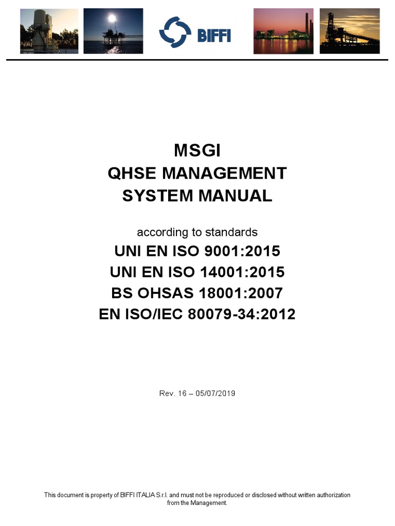 QHSE Management System Manual Outlining an Integrated Management System ...