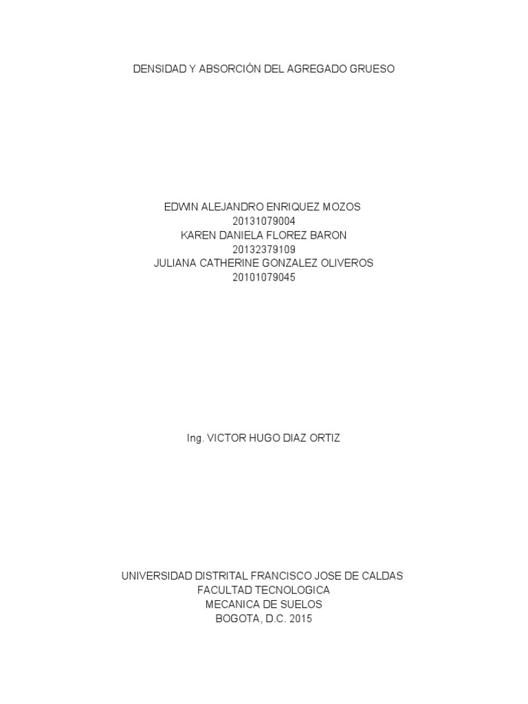 Densidad y Absorcion de La Grava | PDF