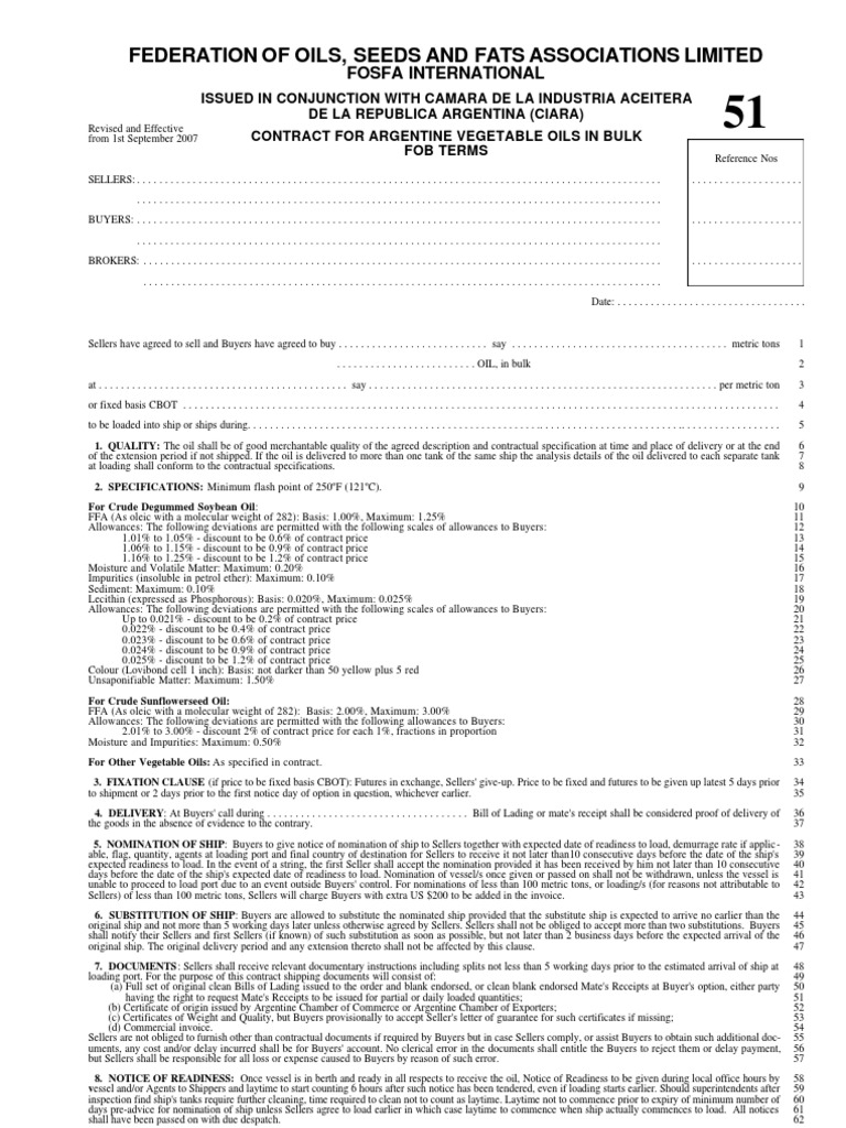 Fosfa Contract 51 | PDF | Invoice | Bill Of Lading