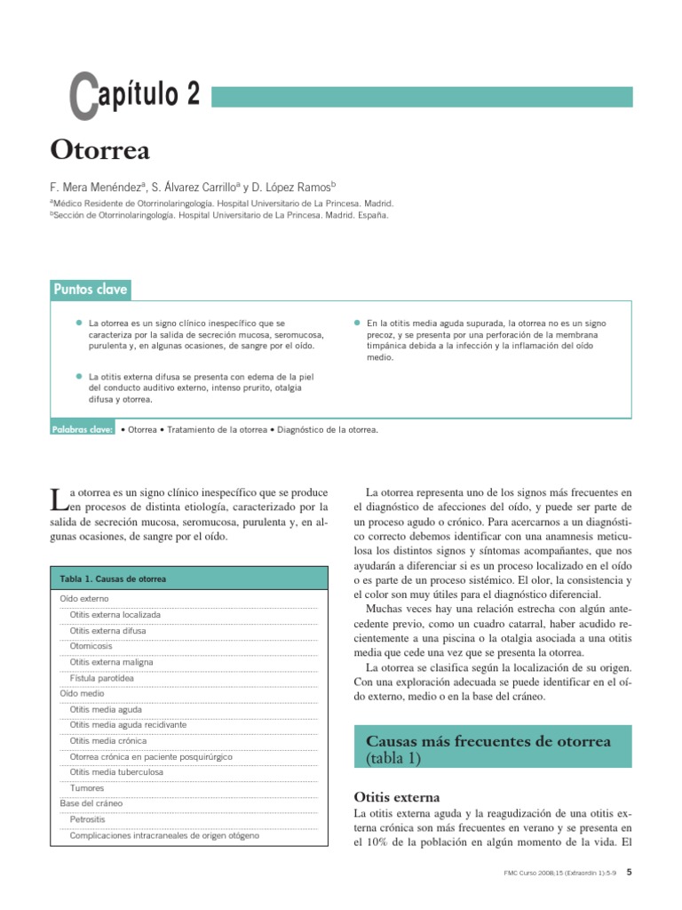 Causas y Tratamiento de la Otorrea | PDF | Oído | Enfermedades y trastornos
