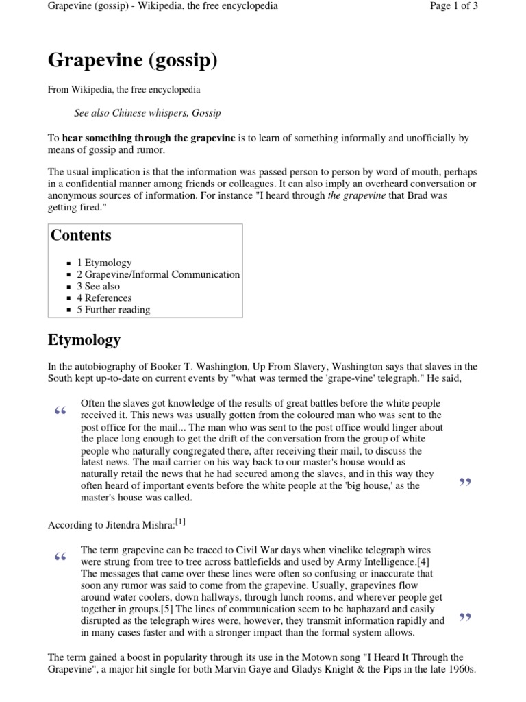 Wiki Grapevine (Gossip) | PDF | Communication