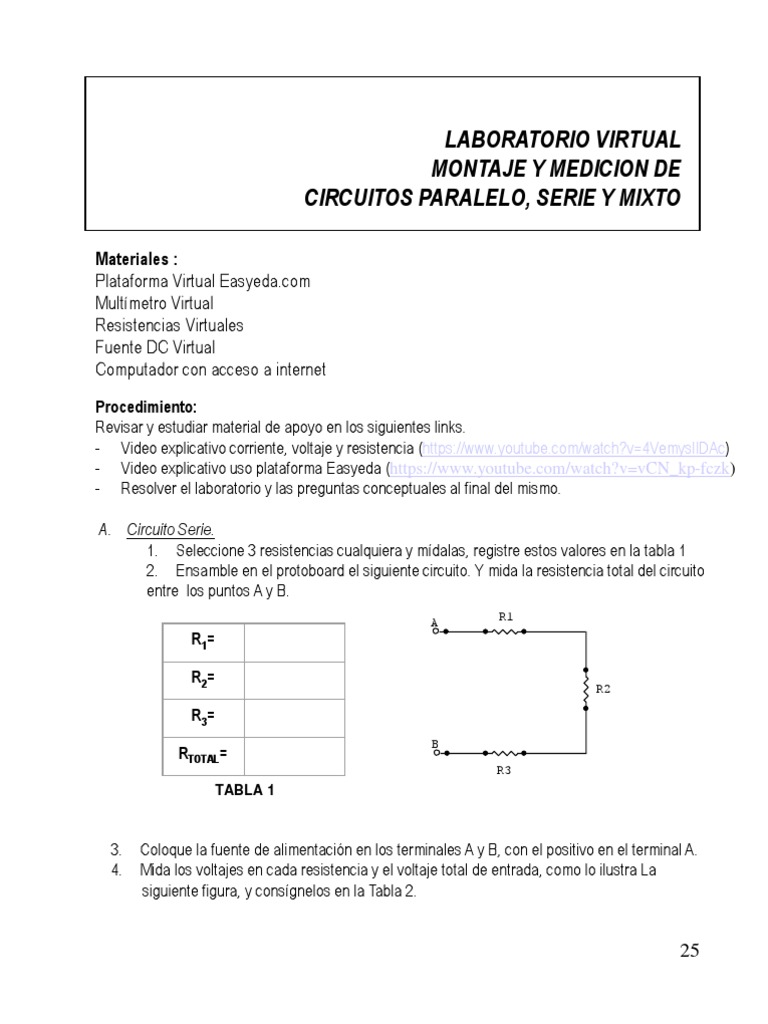 Laboratorio Virtual Circuito Serie - Paralelo | PDF | Resistencia ...
