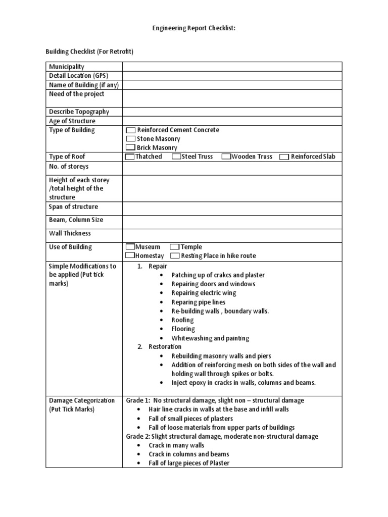 Building Retrofit Checklist | Download Free PDF | Wall | Masonry