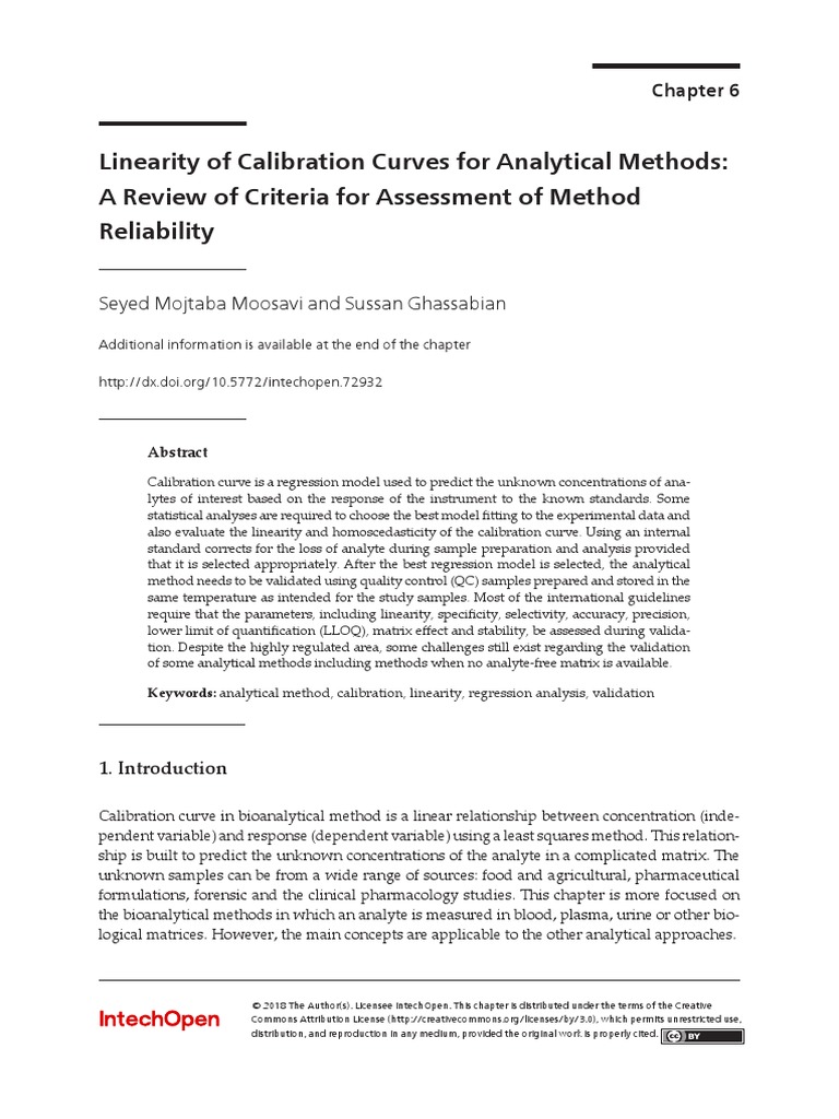 Linearity of Calibration Curves For Analytical Methods: A Review of Criteria For Assessment of ...