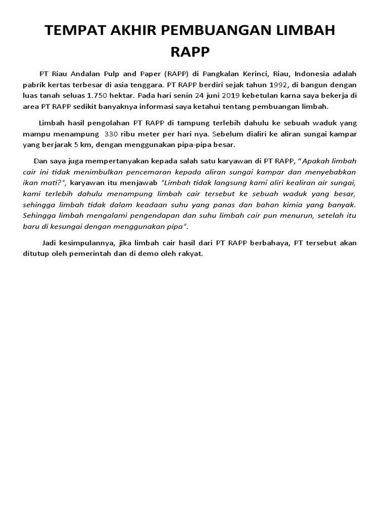 Tempat Akhir Pembuangan Limbah Rapp | PDF