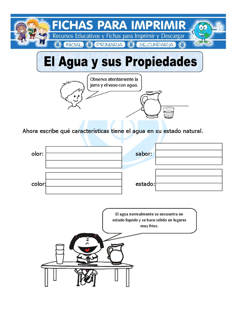 Ficha de Propiedades Del Agua para Primaria | PDF