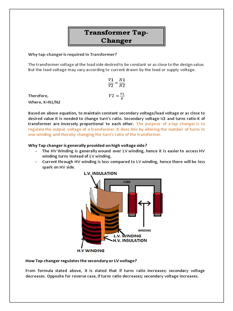 Transformer Tap Changer Operation Guide | PDF | Transformer ...