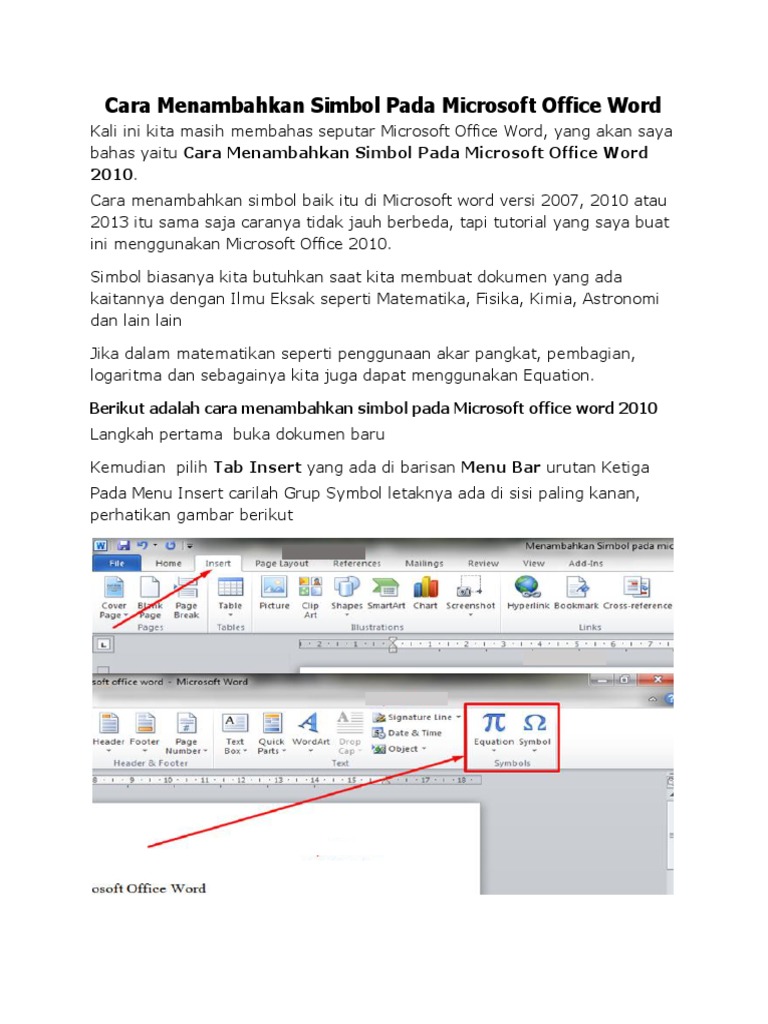 Cara Menambahkan Simbol Pada Microsoft Office Word | PDF