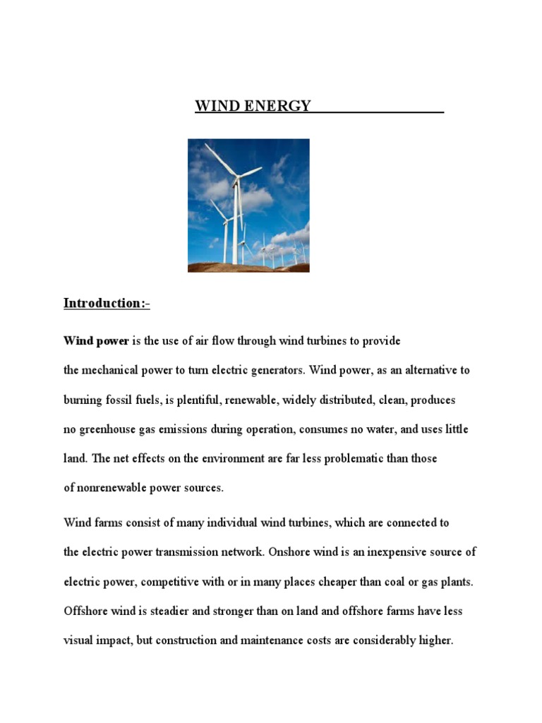 Wind Energy: Introduction | PDF | Wind Power | Sustainable Energy