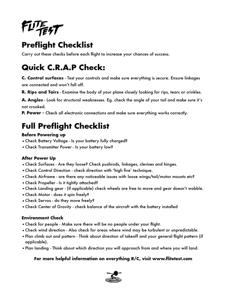 RC Airplane Preflight Checklist | PDF | History