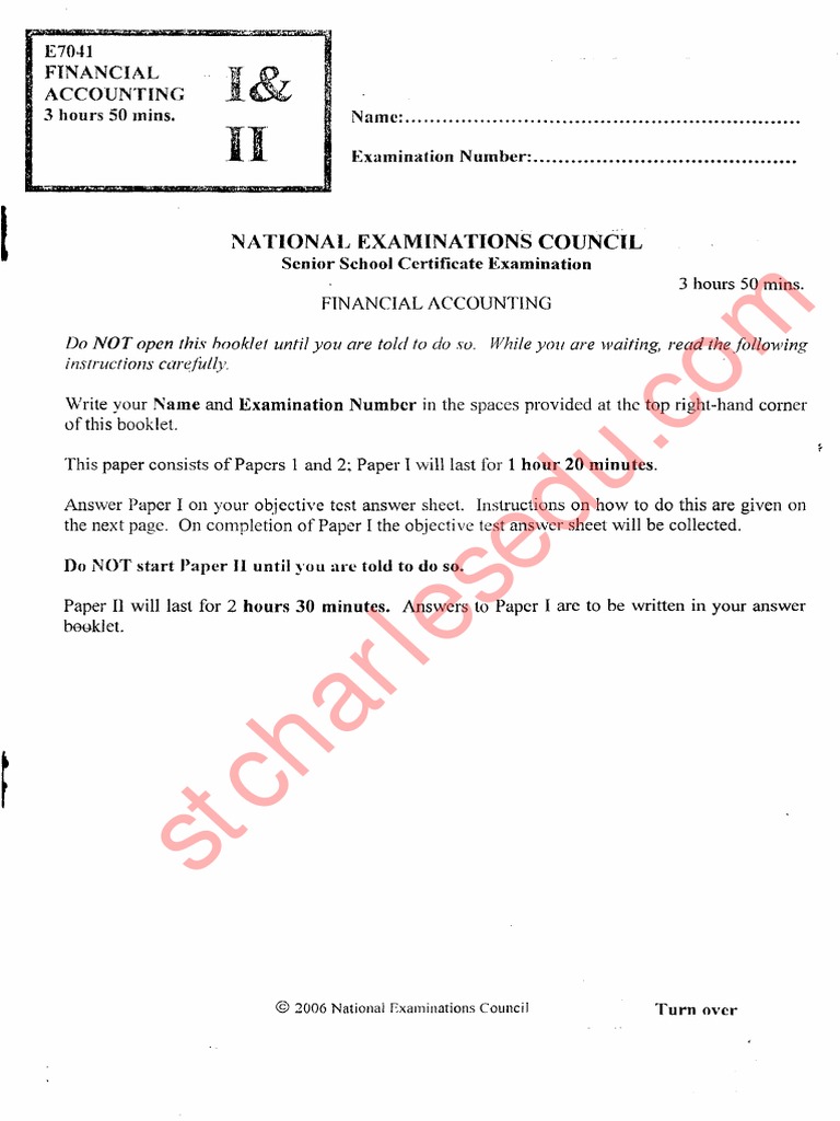 Free Financial Accounting NECO Past Questions Download | PDF ...