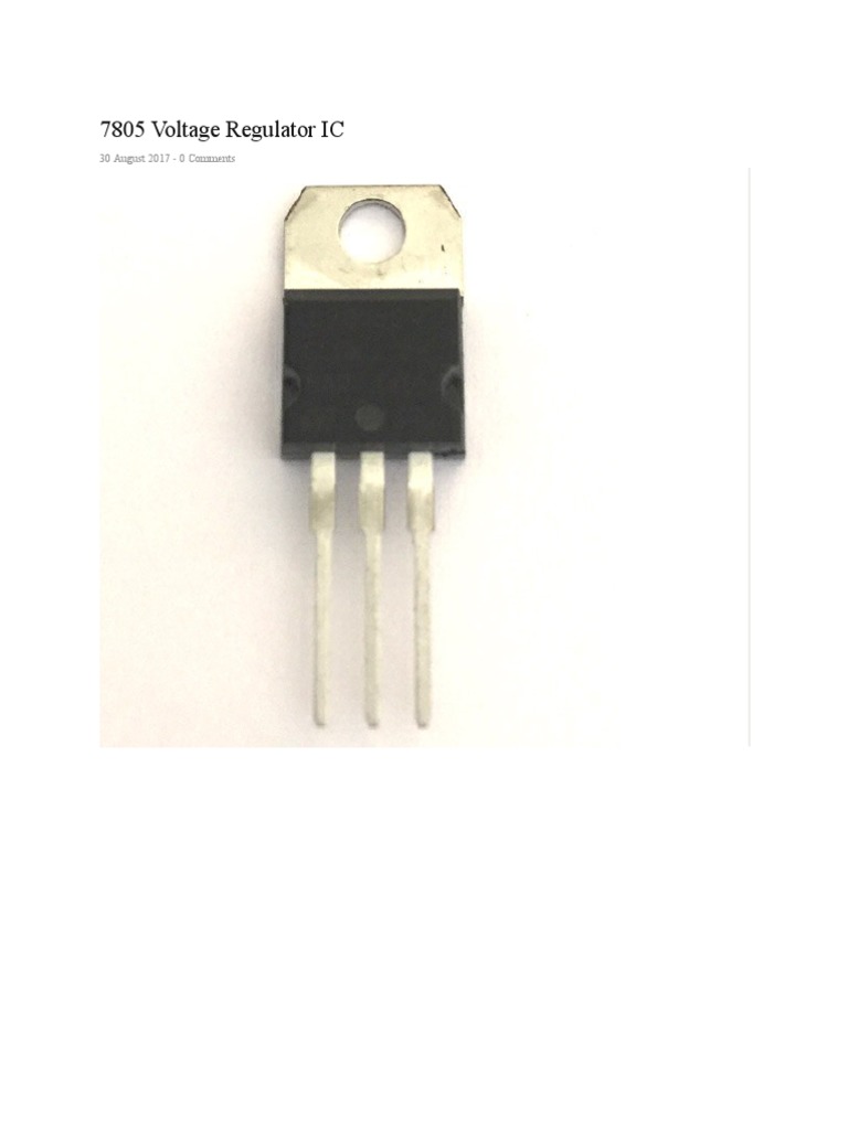 7805 Voltage Regulator IC | PDF | Capacitor | Electromagnetism