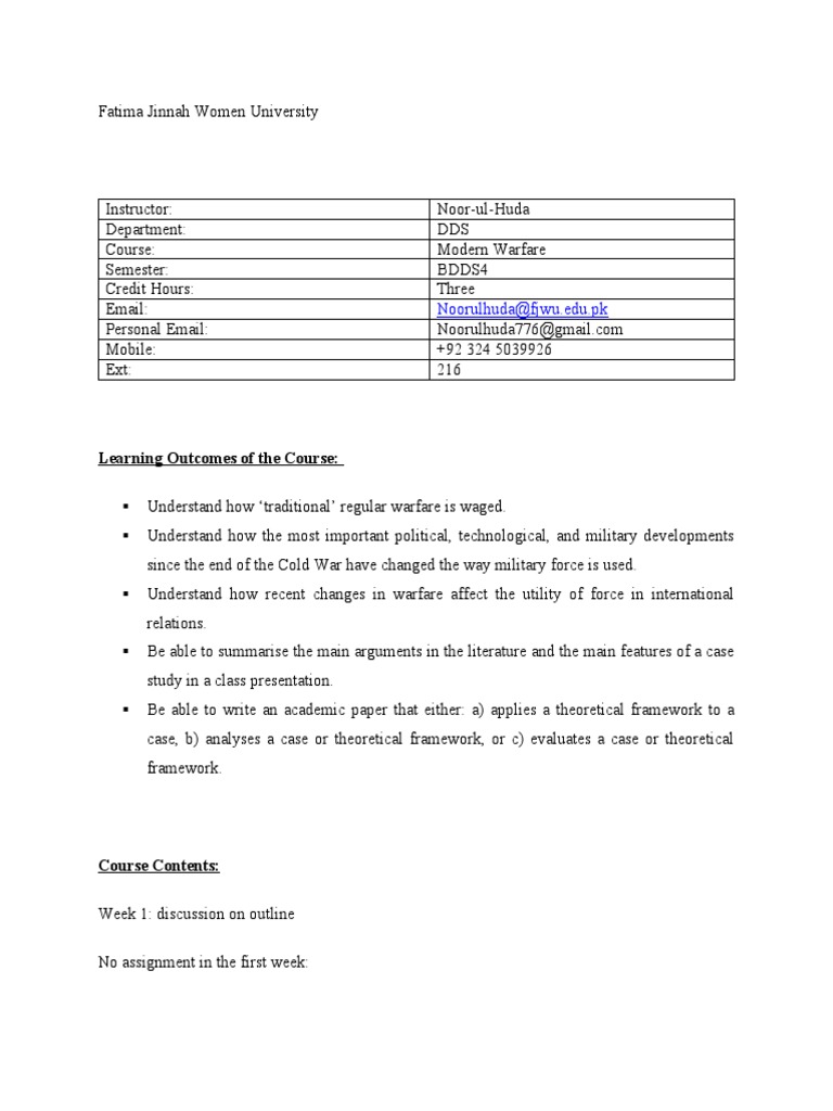Outline of Modern Warfare | PDF | Counter Insurgency | Warfare