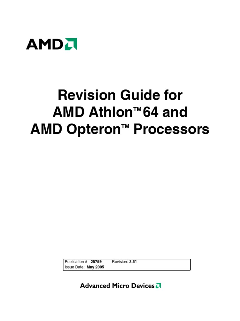 AMD Revision Guide 25759 | PDF | Advanced Micro Devices | Computer Hardware