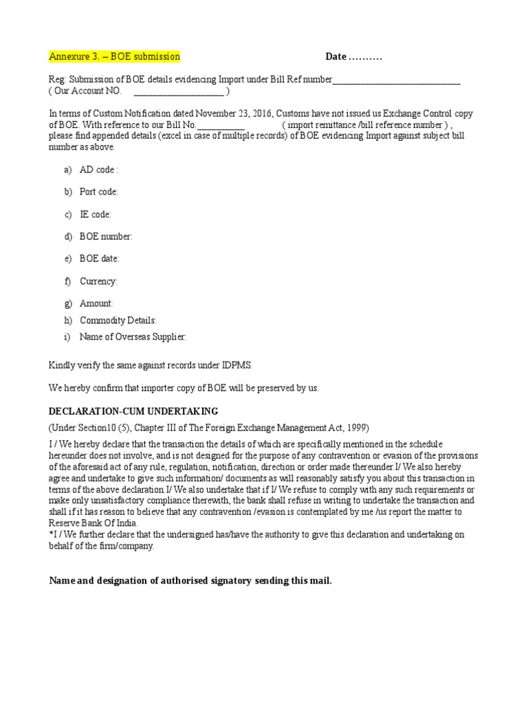 Annexure 3 - BOE CRL | PDF | Business | Finance & Money Management