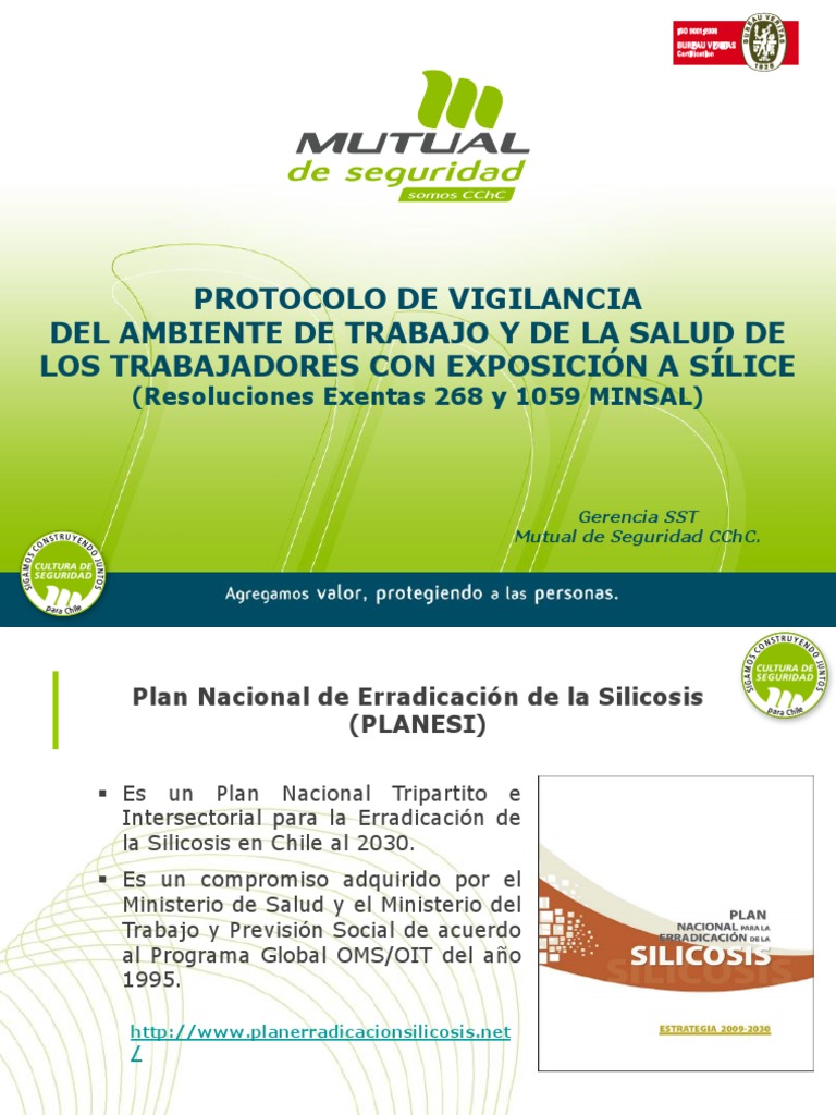 Pres +Protocolo+de+Sílice+ (MINSAL) + (V4) | PDF | Evaluación | Seguridad y salud ocupacional