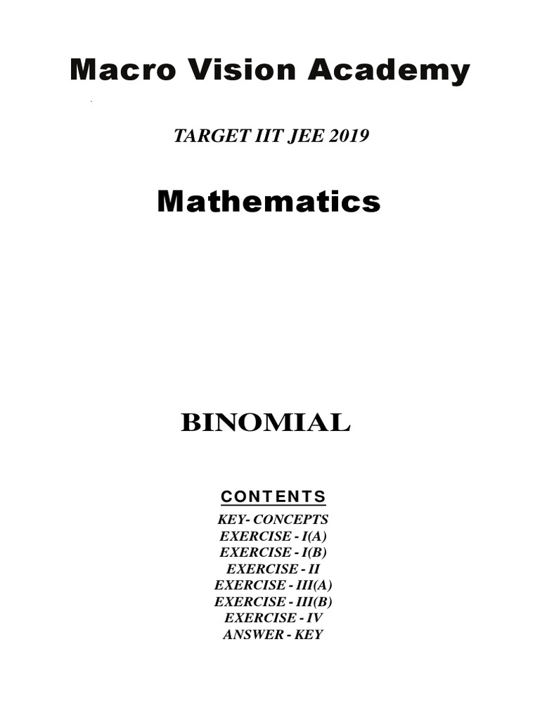 Binomial Theorem Sheet PDF | PDF | Numbers | Rational Number