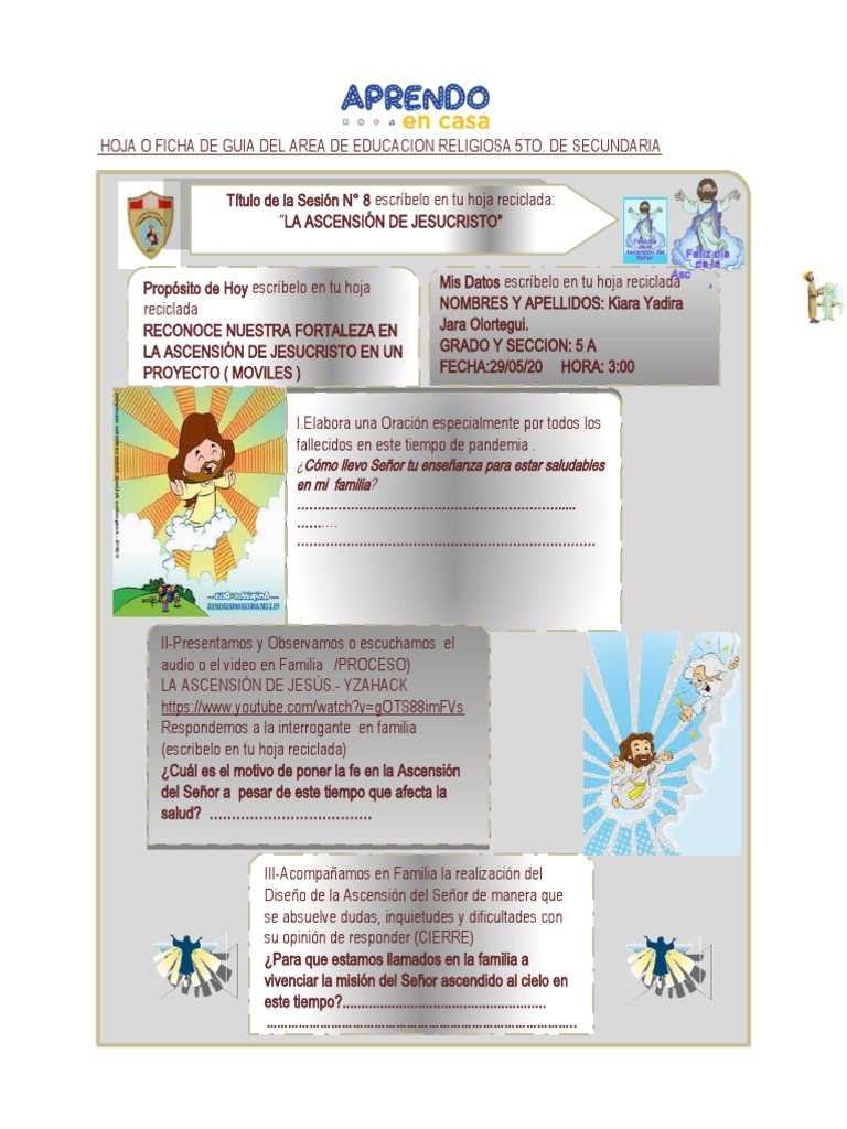 Actividades sobre la Ascensión de Jesús | PDF | Ascension de jesus ...