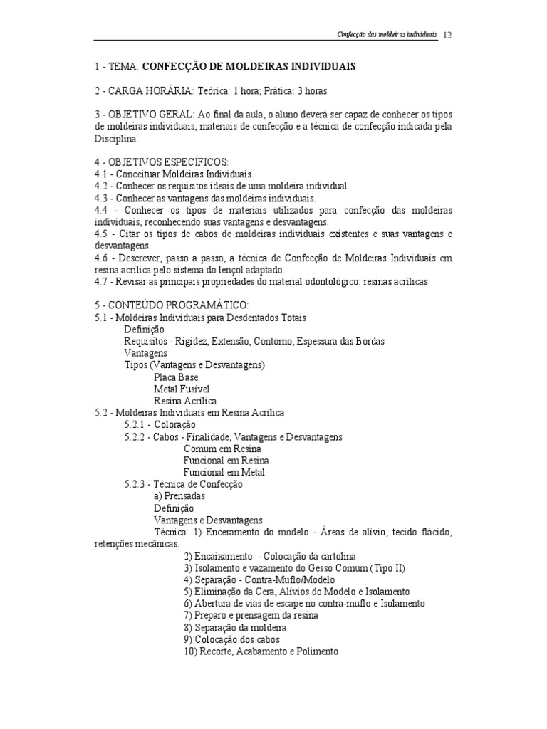 Moldeiras - Individuais FORP/USP | PDF | Prótese | Boca