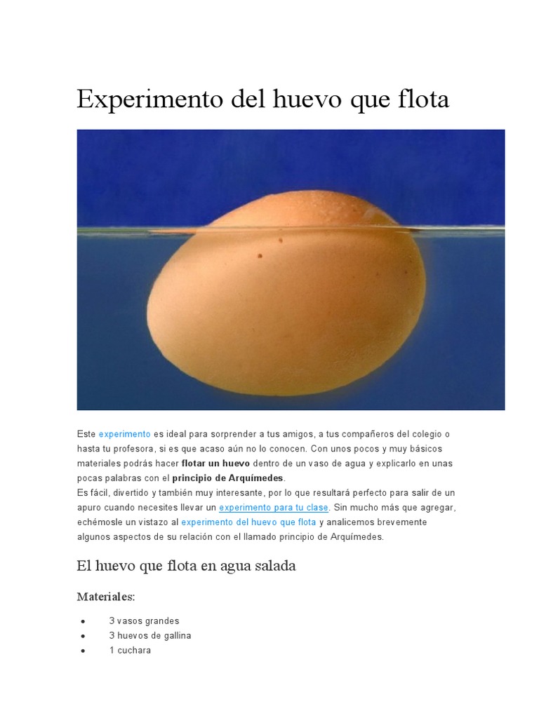 Experimento Del Huevo Que Flota | PDF