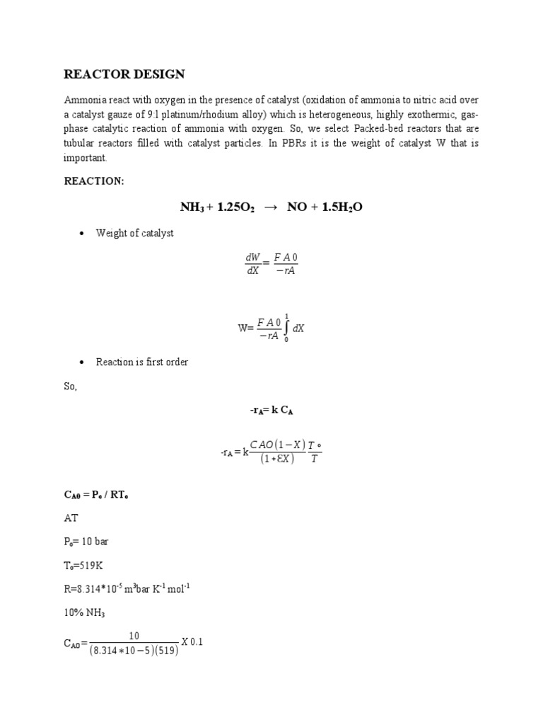 REACTOR DESIGN - Docx Fyp My | PDF | Catalysis | Chemical Reactor