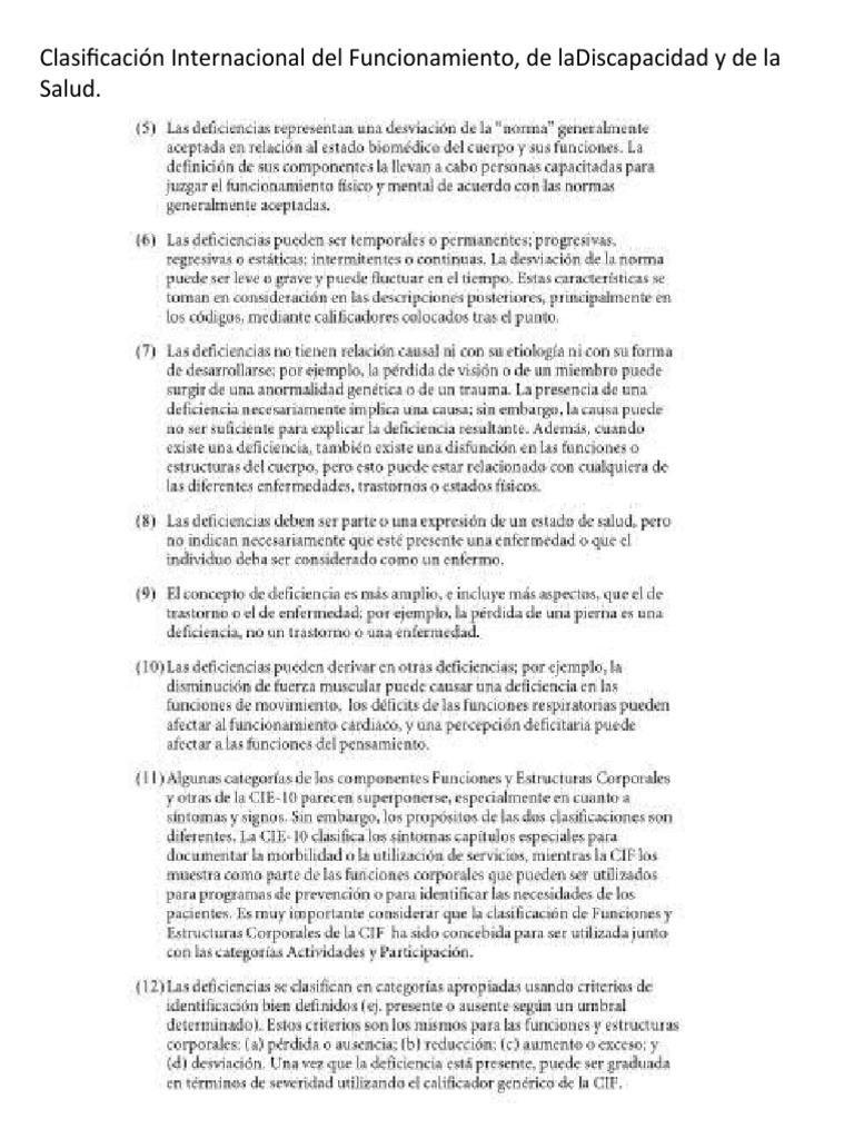 Funciones y Estructuras Corporales y Deficiencias | PDF