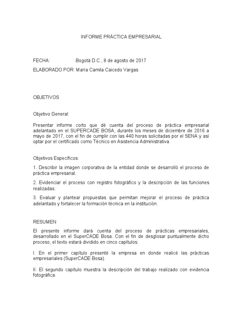 Informe SENA | PDF | Bogotá | Servicio al Cliente