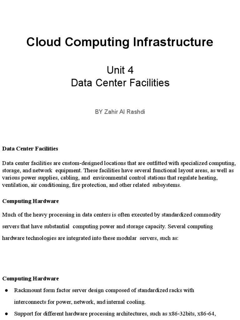 Unit 4 - Data Center Facilities | PDF | Data Center | Computer Network